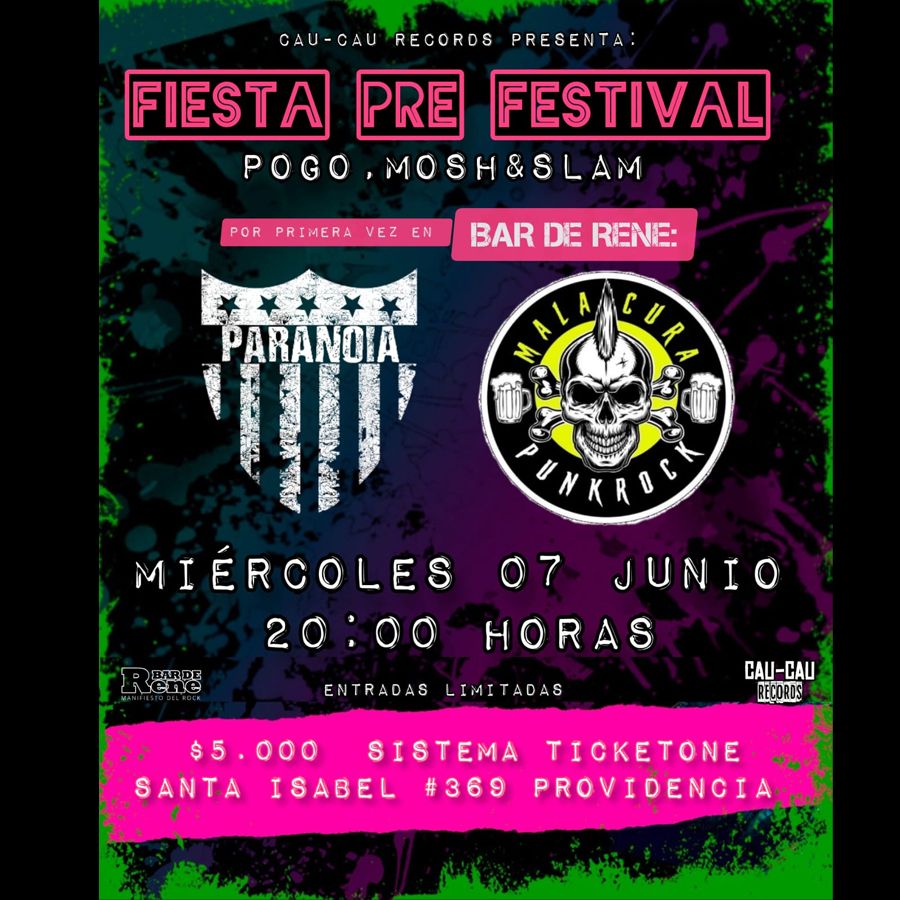 Fiesta PreFestival Pogo Mosh Slam / Paranoia y Malacura en Bar de Rene